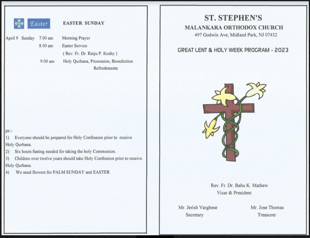 Holy Week Service Schedule - Saint Stephen's Orthodox Church Midland ...